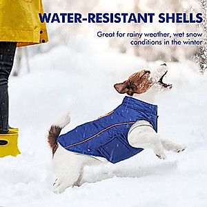 Dog Winter Coat Quilted Dog Jacket Reflective Insulated Dog Parka Detachable Fleece Liner Design Water Resistant Windproof Dog Clothes for Small Medium Dogs(XL, Dark Blue)