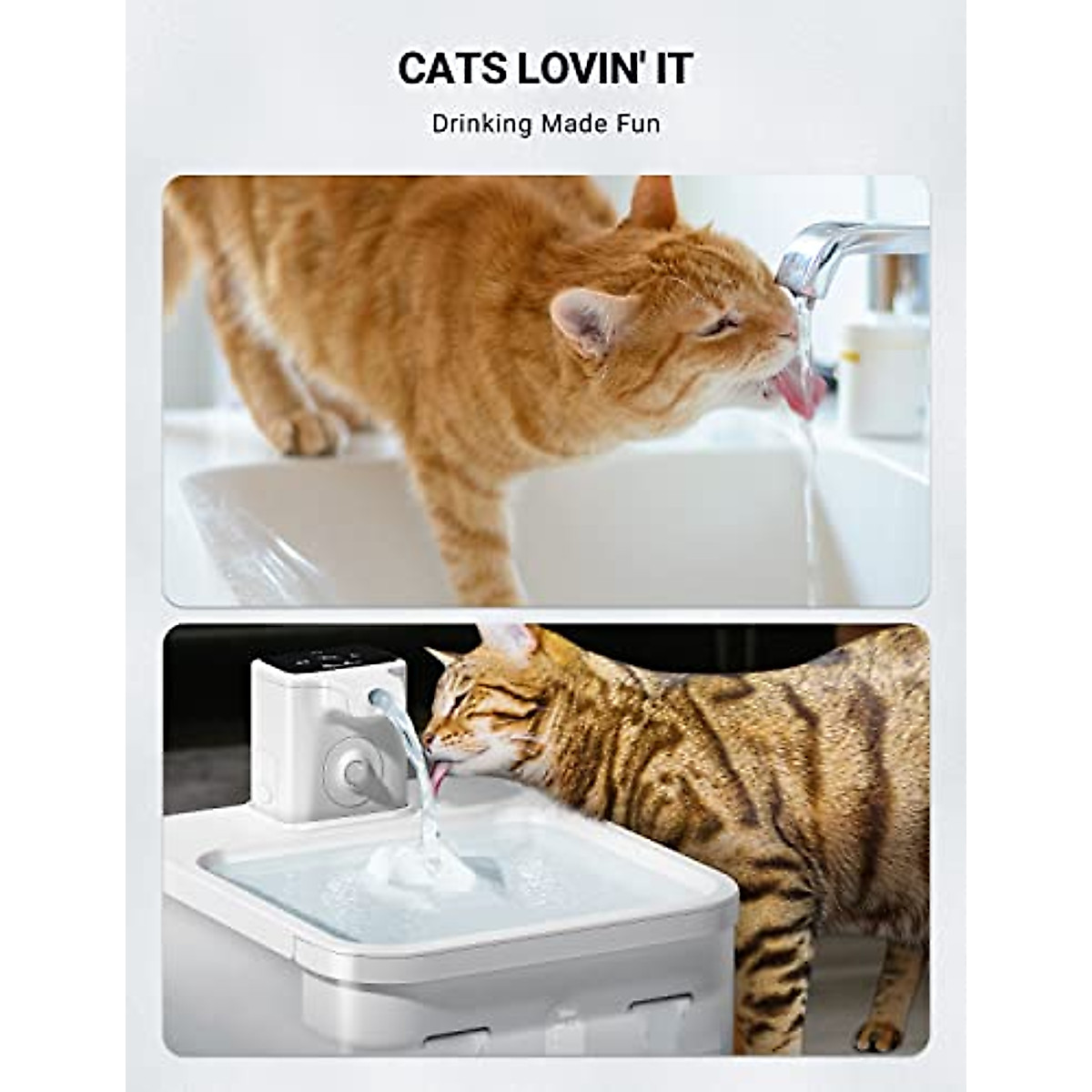 DownyPaws Wireless Cat Water Fountain, Battery Operated Automatic Pet Water Fountain with Motion Sensor, 84oz/2.5L Ultra Quiet Dog Water Dispenser Inside