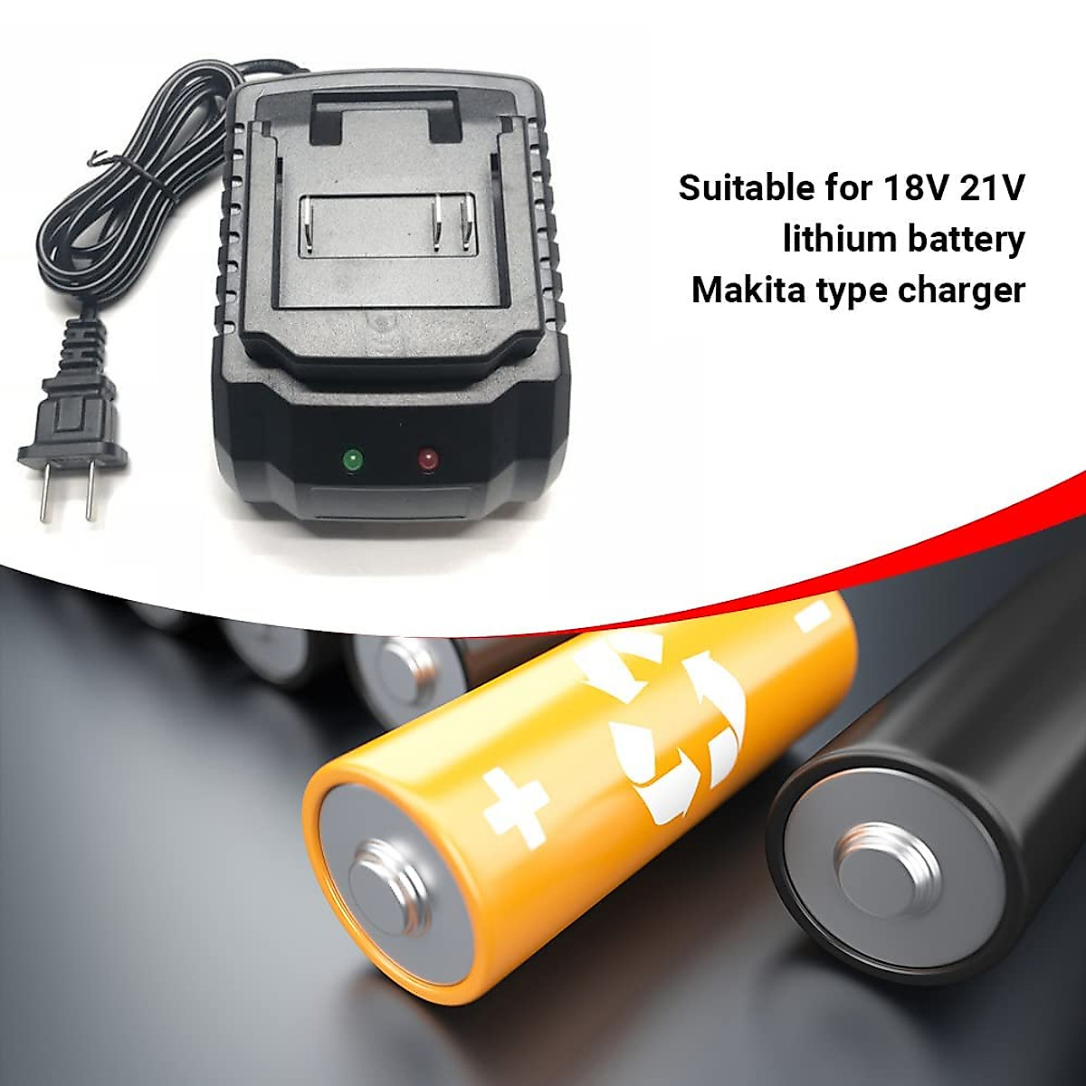 21V Battery Charger US Plug Power Tool Portable High Power Smart Fast Li-ion Battery Charger Compatible with Makita Replacement for Electric Screwdriver Drill Power Tool Accessories