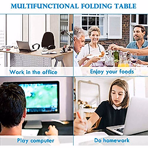 LUARANE Foldable Computer Desk, No Assembly Folding Desk, Study Laptop Writing Desk, Compact Reading Table for Small Space Bedroom Home Office (White)