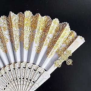 RAZZUM Folding Hand fansRetro Court Chinese Style Hand Fan，Folding Craft Dance Fan，Vintage Fold Fan for Wedding Party Lace Fan SilkChinese Fans Fan