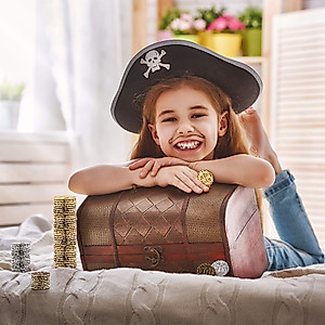 Pirate Coins, 102 Bronze, Silver & Gold Treasure Coin Set, Metal Replica Spanish Doubloons for Board Games, Tokens, Cosplay, Realistic Money Imitation, Pirate Treasure Chest, M, L, XL Sizes Mix