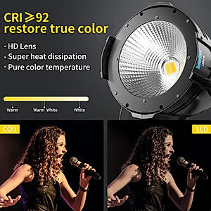 Seven Stars 100W Stage Light Warm White & Cool White, COB Par Light LED Stage Spotlight DMX DJ Lights Par Wash Light Strobe Light for Church, Concert, Photo Studio, Wedding, Live Show (4 Packs)