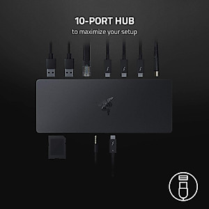 Razer Thunderbolt 4 Dock: 10 Ports in 1 - Dual 4K or Single 8K Video Output - USB A and C Hub, 2.5 GbE Thunderbolt 3, Mac, and PC Compatible - Thunderbolt 4 Certified - Passthrough Charging - Chroma