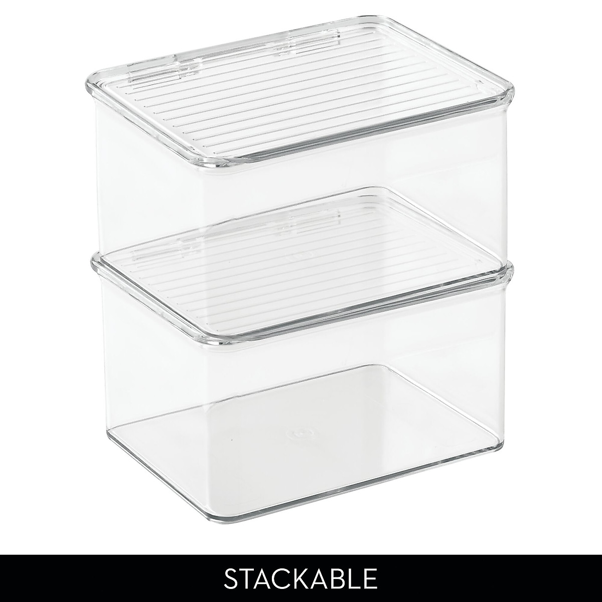 iDesign Recycled Plastic Pantry and Kitchen Storage, Freezer and Fridge Organizer Lidded Bin – 6.75” x 5.75” x 3.75”, Clear