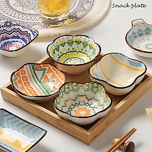 RareCi Dip Bowls 4 Oz - 6-Pack Little Dipping Bowl Set - Mini Ceramic Bowl - Small Condiment, Appetizer, Snack, Soy Sauce Dish - Cute Serving Bowls for Parties(Lotus)