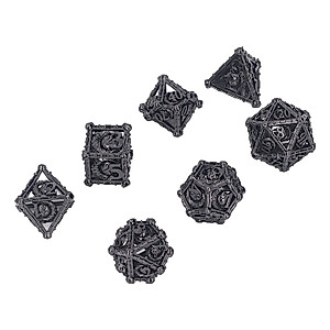 Keenso 7pcs Hollow Polyhedral Dice Set Brass Adult Christmas Party Board Game Dice Props for Role Playing Game