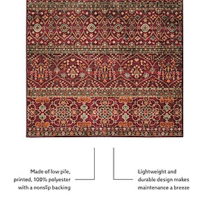 Linon Home Decor Products The Anywhere Washable Rug Yarit Garnet & Ivory 3' X 5' Accent Rug
