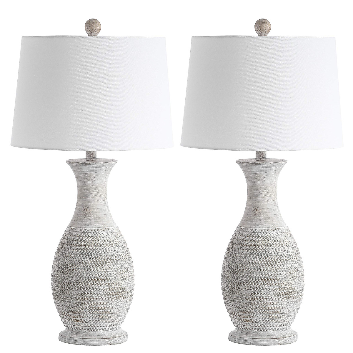 SAFAVIEH Lighting Collection Bentlee Rustic Grey 30-inch Bedroom Living Room Home Office Desk Nightstand Table Lamp Set of 2 (LED Bulbs Included)