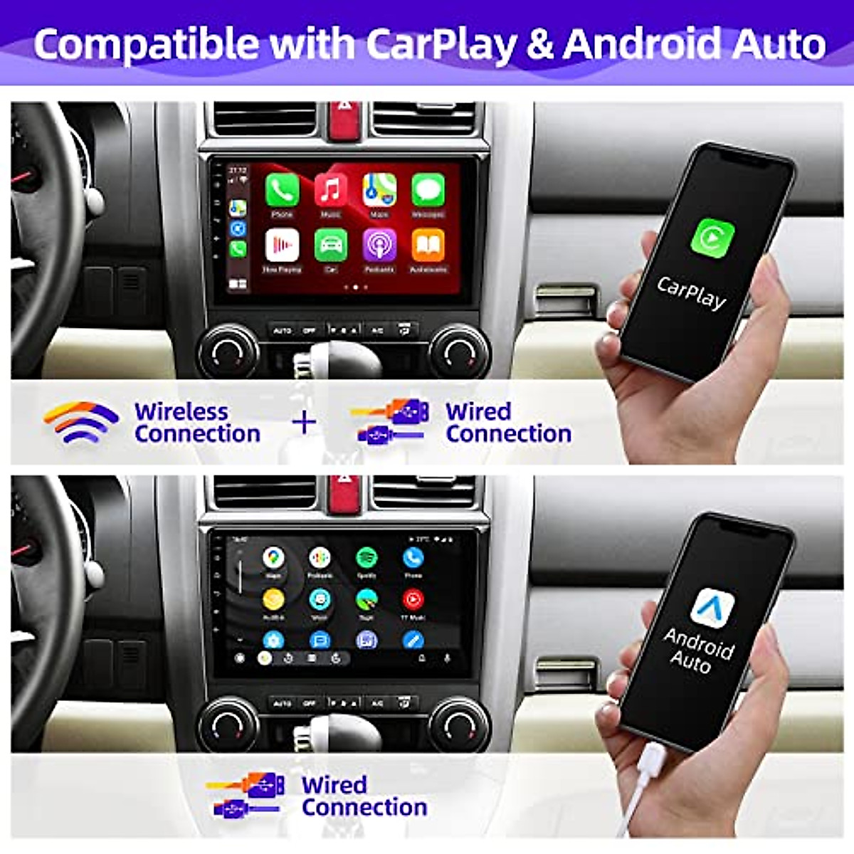 CGOGC Android 10 Car Radio Compatible with Android Auto Wireless Carplay for Honda CRV 2007 2008 2009 2010 2011 8core 1280X720 IPS Touch Screen Stereo Bluetooth GPS Navigation Media Player Head Unit