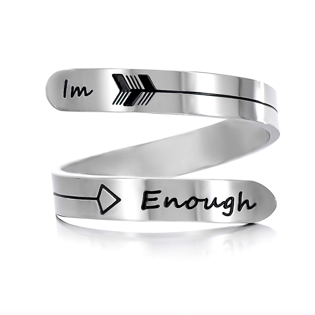 Vrycot Im Enough Themb Ring Adjustable Stainless Steel Silver Inspirational Opening Cute Stacking Hiphop Band…
