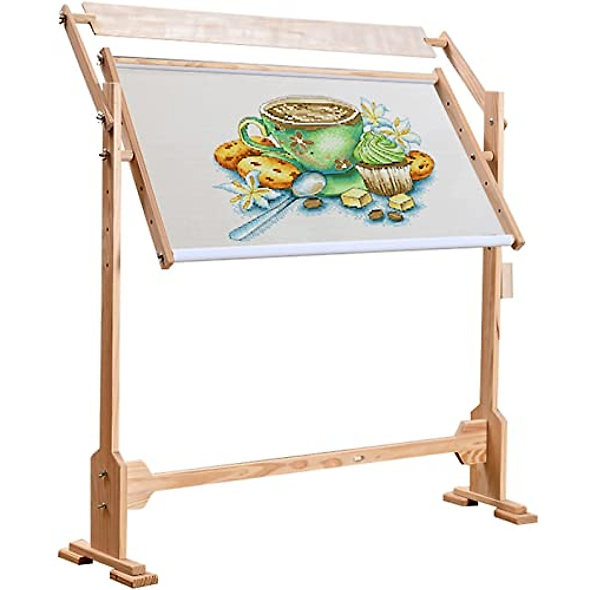 DNYSYSJ Embroidery Frame Stand,Wooden Cross Stitch Frame Rack Adjustable Home Desktop Embroidery Floor Stand Large Size Needlework Kits