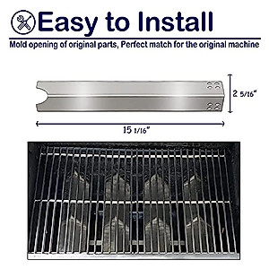 YOUFIRE Grill Parts Heat Shield Tent Stainless Steel Gas BBQ Burner Covers Replacement for Brinkmann 810-6680-S Flavorizer Bars(15.0625 x 2.3125 inch, 6-Pack Grill Accessories)