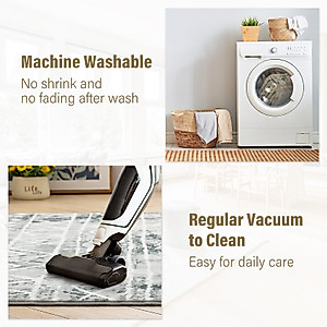 8x10 Washable Large Area Rug for Living Room Non Slip Boho Moroccan Bedroom Rug Indoor Farmhouse Geometric Floor Mat Soft Low Pile Woven Carpet for Classroom Office Under Dining Table(Gray)