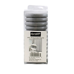 12 Piece Plastic Basic Locking Round Hook Easy Gliding Shower Curtain Rings Fits All Standard Size Shower Rods (Grey)