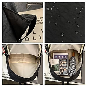 MININAI Cute Y2K Aesthetic Backpack Stars Pattern Preppy Backpack Laptop Backpack Back to College Supplies (Black,One Size)