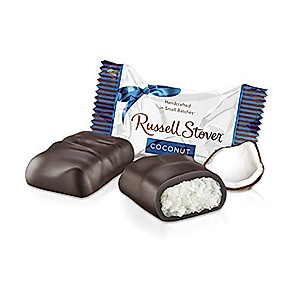 Russell Stover Dark Chocolate Coconut Mini Gusset Bag 6 Ounce Russell Stover Chocolate Coconut Chocolate Candy Bag; Sweet Coconut Covered in Rich Chocolate Candy, Individually Wrapped