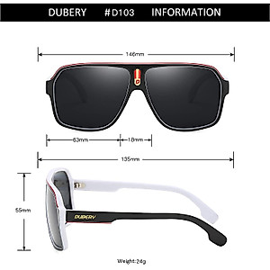 DUBERY Mens Oversized Aviator Sunglasses Classic Large Polarized Lens Shades D103