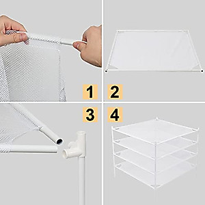 johgee Clothes Drying Rack, 4-Layer Sweater Laundry Drying Rack, Mesh Drying Rack Clothing for Indoor & Outdoor,White