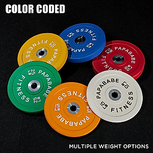 PAPABABE Bumper Plate 2-inch, Color Coded Olympic Bumper Plate with Steel Hub, Bumper Weights Set with High Density Rubber(10LB Pair)
