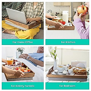 Drelifam Lap Desk with Cushion,Wooden Bed Tray Table for Eating,Lap Tray in Recliner,Breakfast Tray,TV Dinner Bed Food Trays