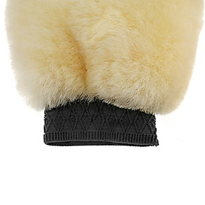Lambswool Wash Mitt Single Side Lambs Wool Washing Mitt Gloves Car Cleaning Beige