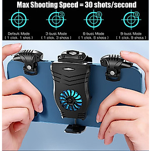 16 in 1 PUBG Mobile High Frequency Triggers with Cooling Fan, Max 30 Shots per Second, PUBG Controller with cooler for PUBG/Fortnite/Call of Duty/Rules of Survival (G03)