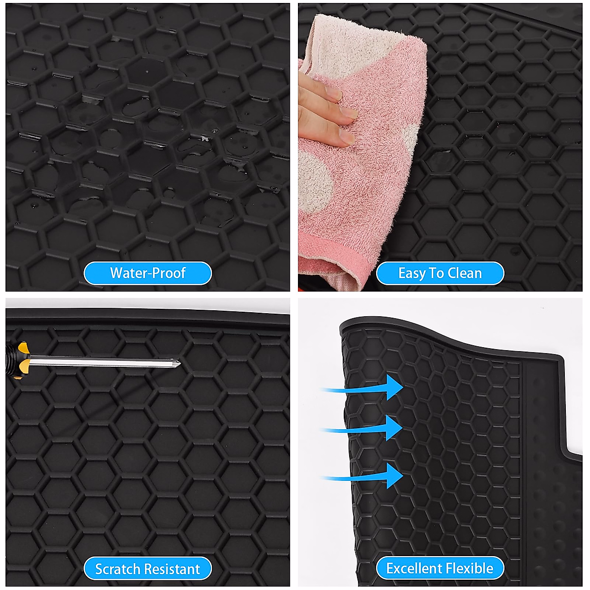 Matericuo Car Floor Mats Custom Fit for Volvo S60 2011-2018(not Inscription Models) & V60 2015-2018 Full Black Rubber Auto Liner Mats All Weather Protection Heavy Duty Odorless