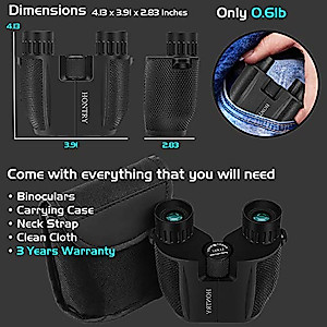 Hontry Binoculars for Adults and Kids, 10x25 Compact Binoculars for Bird Watching, Theater and Concerts, Hunting and Sport Games