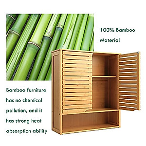 DRDINGRUI Bamboo Cabinet, Wall Mount Cabinet for Bathroom, Medicine Cabinet with Shelf
