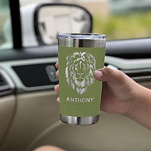 LaserGram 16oz Vacuum Insulated Pint Tumbler, Boat Anchor, Personalized Engraving Included (Camo Green)