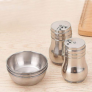 Lomodo 12 Pack Stainless Steel Sauce Bowls Round Seasoning Dishes Mini Saucers Dishes Sushi Dipping Bowel Appetizer Plate (3.23 inch x 1.18 inch x 2.05 inch)