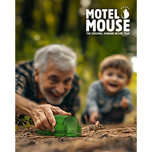 Motel Mouse Humane Mouse Traps No Kill Live Catch and Release 4 Pack - Reusable, Easy to Use & Clean, No Touch Release, Sensitive Includes Cleaning Brush, Instruction Manual & Video - Mousetrap Indoor