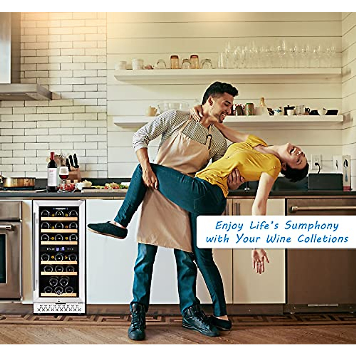 Tylza Mini Fridge 15 Inch Wine Cooler Under Counter, 30 Bottle Dual Zone Wine Fridge with Stainless Steel, Wine Refrigerator Freestanding, and Built-in Wine Cellars