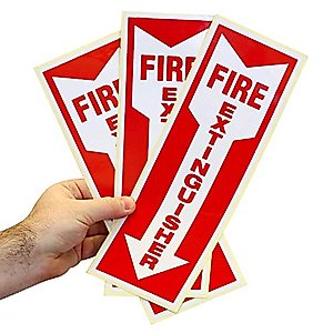 SmartSign Reflective Fire Extinguisher Sign Label with Down Arrow (PACK of 3) 4" x 12" Vertical Sign, Engineer Grade Reflective Stickers/Decals