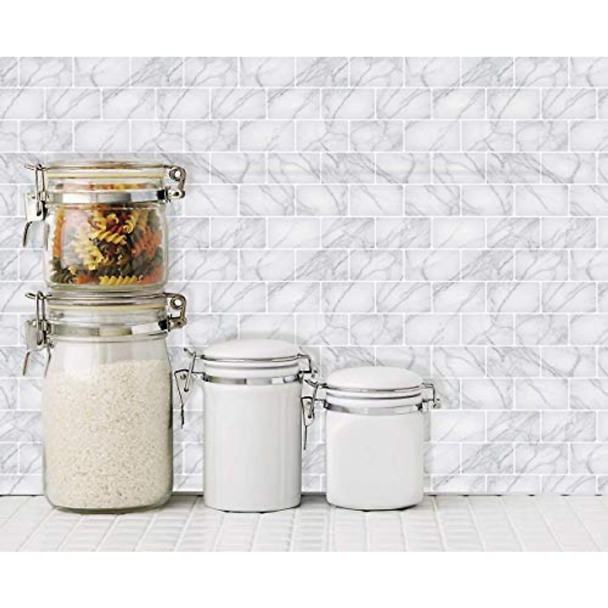 Art3d 10-Sheet Peel and Stick Backsplash Tile for Kitchen (12"x12", Grey Marble)