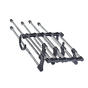 TOPBATHY Hook Hanger Retractable Pants Hangers 5 Layers Stainless Steel Non Slip Pants Hangers Space Saving Clothes Slack Hangers Black Coat Hangers