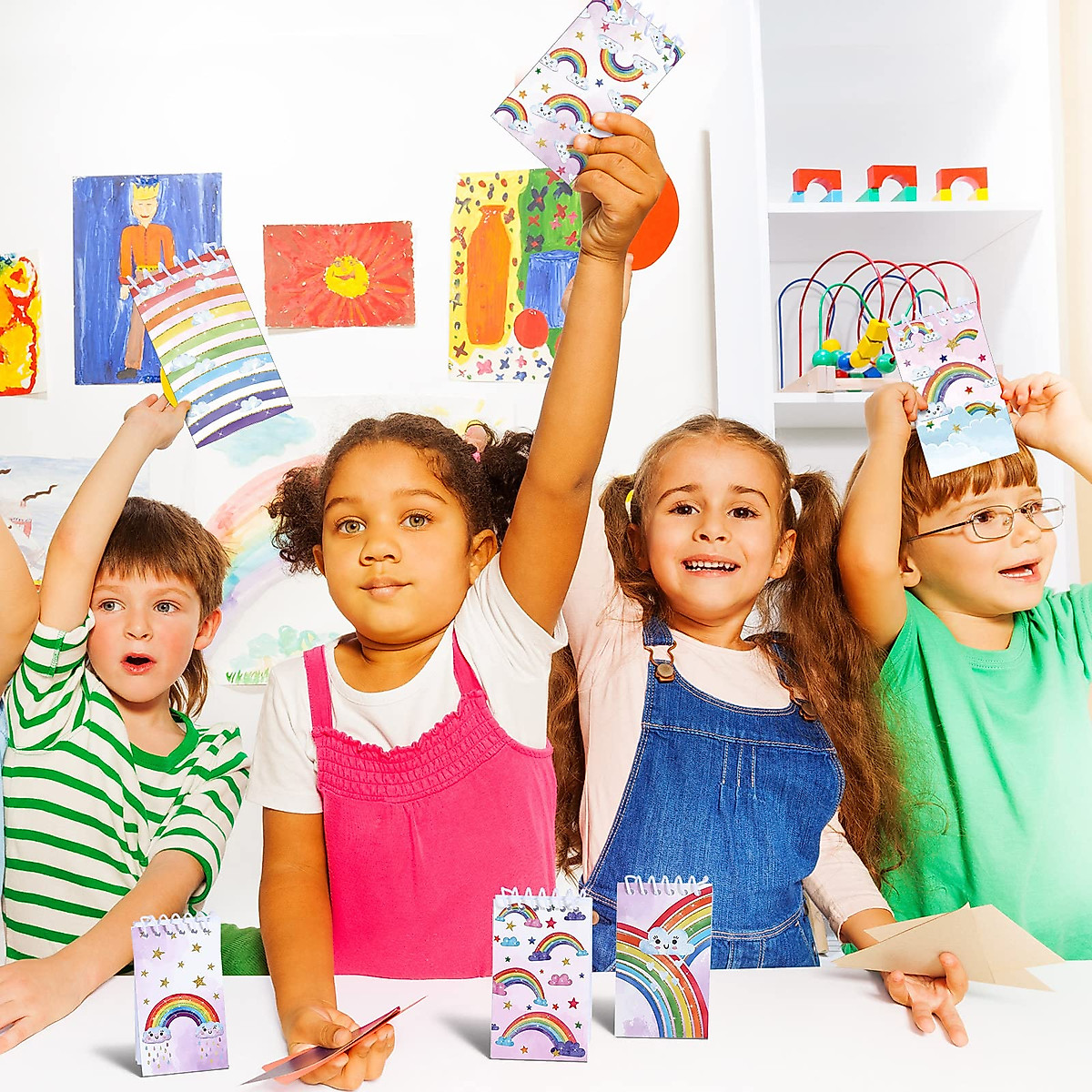 24 Pcs Mini Rainbow Notebook Party Favors Rainbow Mini Notepads 2.36 x 3.94 Inch Rainbow Spiral Notebook Bound Memo Note Books for Kids Back to School Office