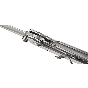 CRKT Squid Folding Pocket Knife: Compact EDC Straight Edge Utility Knife with Stainless Steel Blade and Framelock Handle - Silver Stonewash 2490