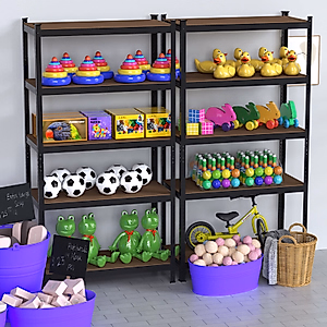 Vandise Garage Shelving Rack Units, Garage Storage Shelves, 386lbs per Shelf, 5 Level Shelf Unit, Metal Storage Shelves with MDF Board, Bolt-less Assembly, for Kitchen, Office, Garage, Black