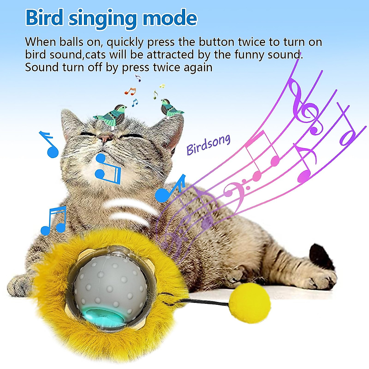 Sofolor Motion Activate Interactive Cat Toys - Automatic Moving Ball Toys for Indoor Cats, Self Rotating Ball with Lights, Electric Cat Mice Toys, USB Rechargeable, Auto On/Off