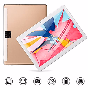 Garsentx 10.1 Inch Tablet, 6GB RAM 128GB Storage Tablet, 1960x1080 IPS HD Display, Deca Cores Processor, 2.4G 5G Dual Band WiFi, for Android 10.0, 8800mAh,Gold(US)