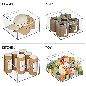 mDesign Deep Plastic Stackable Storage Organizer Container Bin, Craft Room Organization for Classroom, Cupboard, Studio, Shelves, & Closet - Holds Sewing, Art Supplies - Ligne Collection - Clear