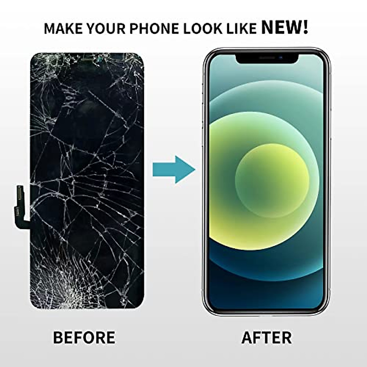 BetterDIY for iPhone 12/12pro Screen Replacement,FHD 6.1 inch 3D Touch LCD Screen Display Digitizer,Repair Tool Kits+Magnetic Screw Mats+Waterproof Frame Adhesive Sticker+Screen Tempered Protector