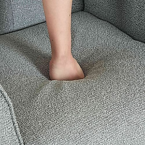 Sepnine Mid-Century Modern Accent Chair Comfy Upholstered Fabric Armchair with Wood Legs Reading Chair for Living Room Bedroom Clearance (Chenille-Gray)