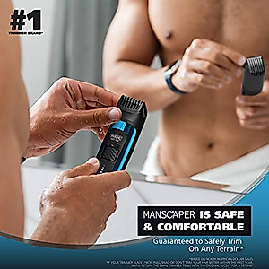 Wahl Manscaper Deluxe Hair Trimmer and Shaver for Total Body Grooming and Your Hair Down There with Safe-Touch Detachable Stainless Steel Precision Blades - Model 5708