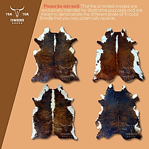Tomtom Cowhides Tricolor Brindle Natural Leather Rugs 6x6