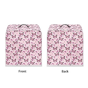 TODIYADDU Pink Floral Butterfly Coffee Maker Cover for Women Men Coffee Machine Cover with Top Handle Coffee Maker Appliance Cover for Kitchen Waterproof Cover for Home Appliances and Tools-L