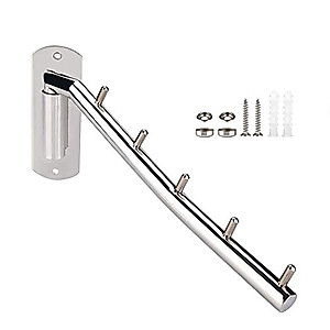 Fdit 15" Folding Wall Mounted Clothes Hanger Rack Stainless Steel Swing Arm Wall Mount Clothes Rack 180°Swivel Bar Wall Clothes Hanger