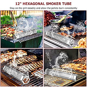Realcook Pellet Smoker Tube 12-inch: Stainless Steel Wood Pellets Smoke Tube for Hot or Cold Smoking | BBQ Smoke Generator Tubes Works with any Grill and Smokers
